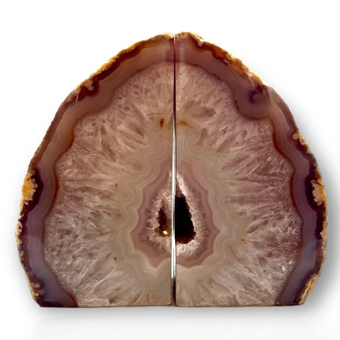 Crystal Bookends W/ Geode Center, Natural Agate Stone, Organic Home ...
