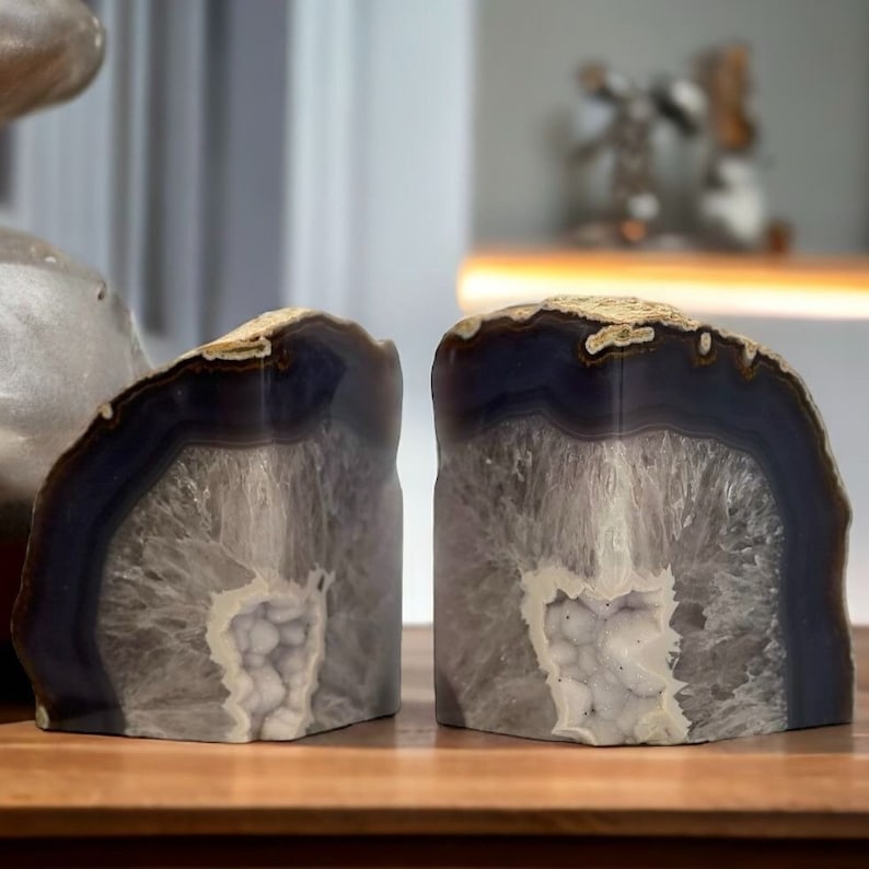Crystal Bookends, Agate, Geode Center, Natural Home, Mindful Gift ...