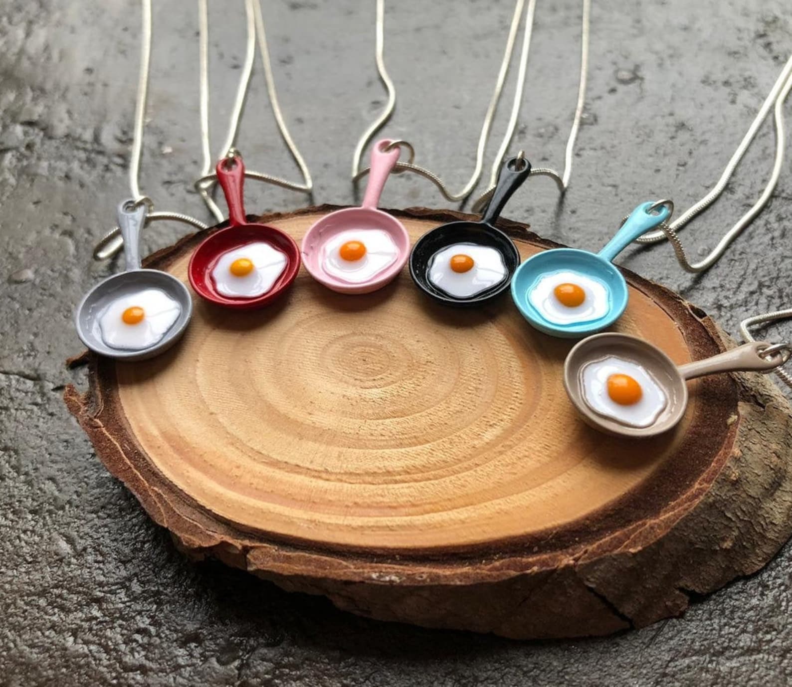 Fried Egg and Frying Pan Necklace | 3D | Breakfast | Brunch | Colourful ...
