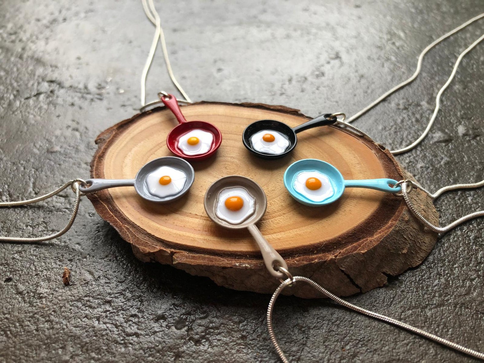 Fried Egg and Frying Pan Necklace 3D Breakfast Brunch Colourful - Etsy