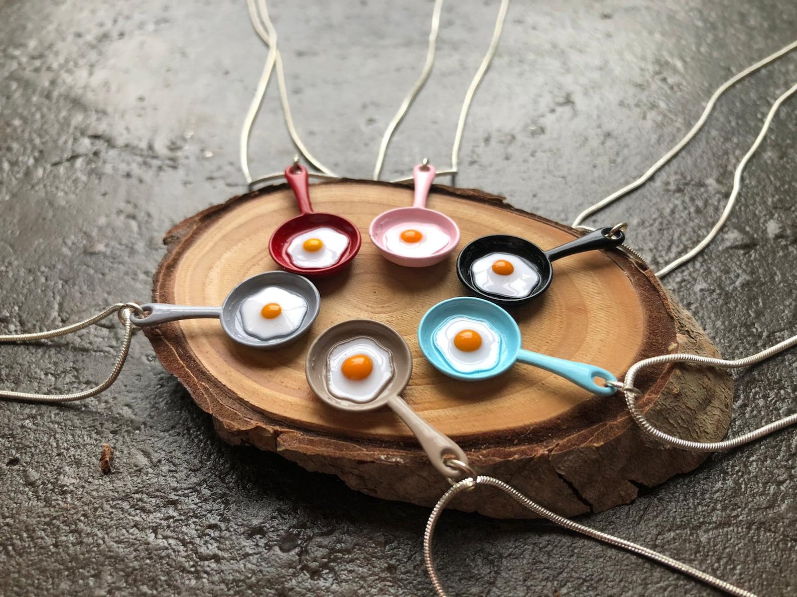 Fried Egg and Frying Pan Necklace 3D Breakfast Brunch Colourful - Etsy