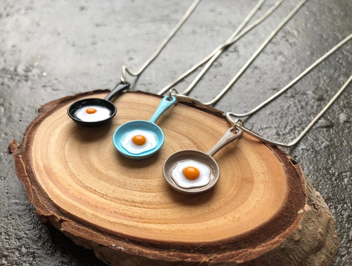 Fried Egg and Frying Pan Necklace 3D Breakfast Brunch - Etsy