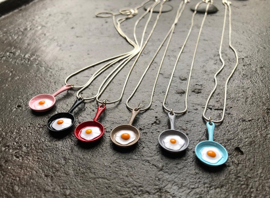 Fried Egg and Frying Pan Necklace 3D Breakfast Brunch - Etsy