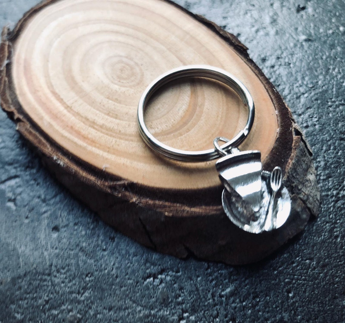 Slice of Cake on a Plate Key-ring Dessert Pudding | Etsy