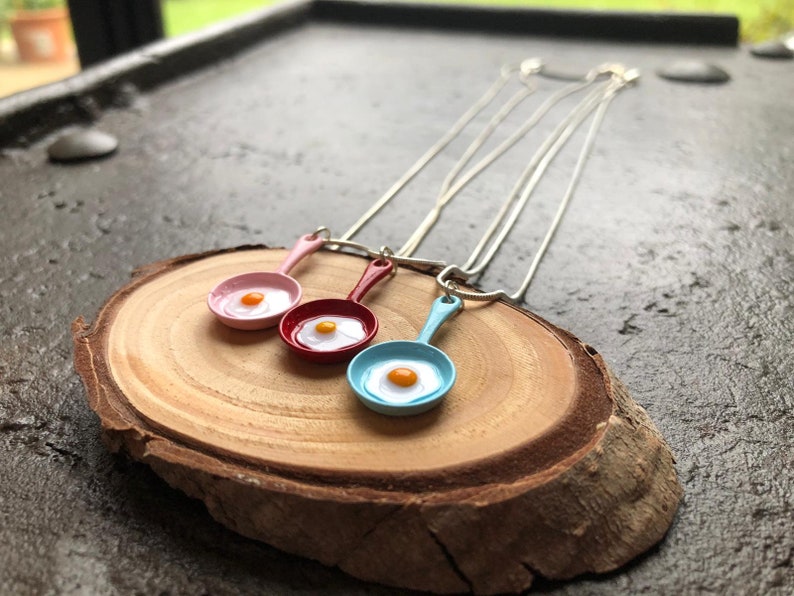 Fried Egg and Frying Pan Necklace 3D Breakfast Brunch Colourful - Etsy