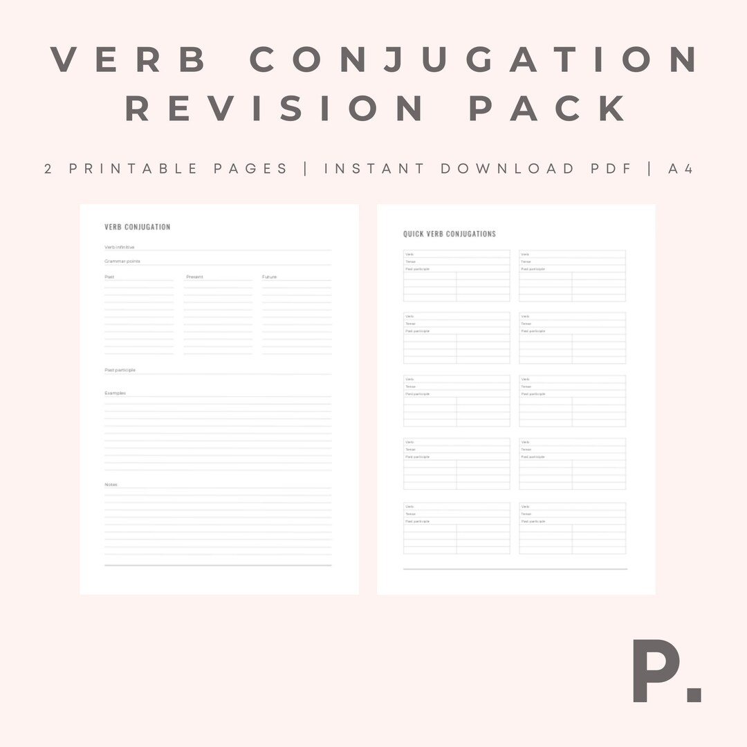 Verb Conjugation Revision and Study Pack - Etsy