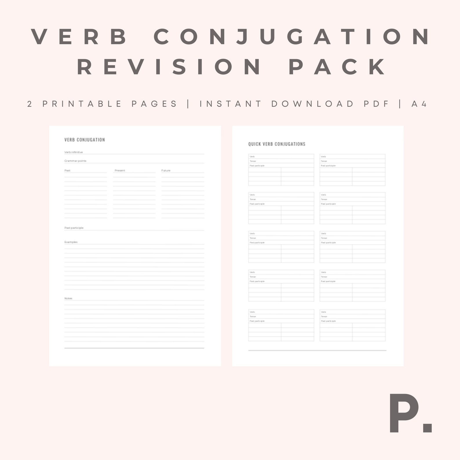 Verb Conjugation Revision and Study Pack - Etsy