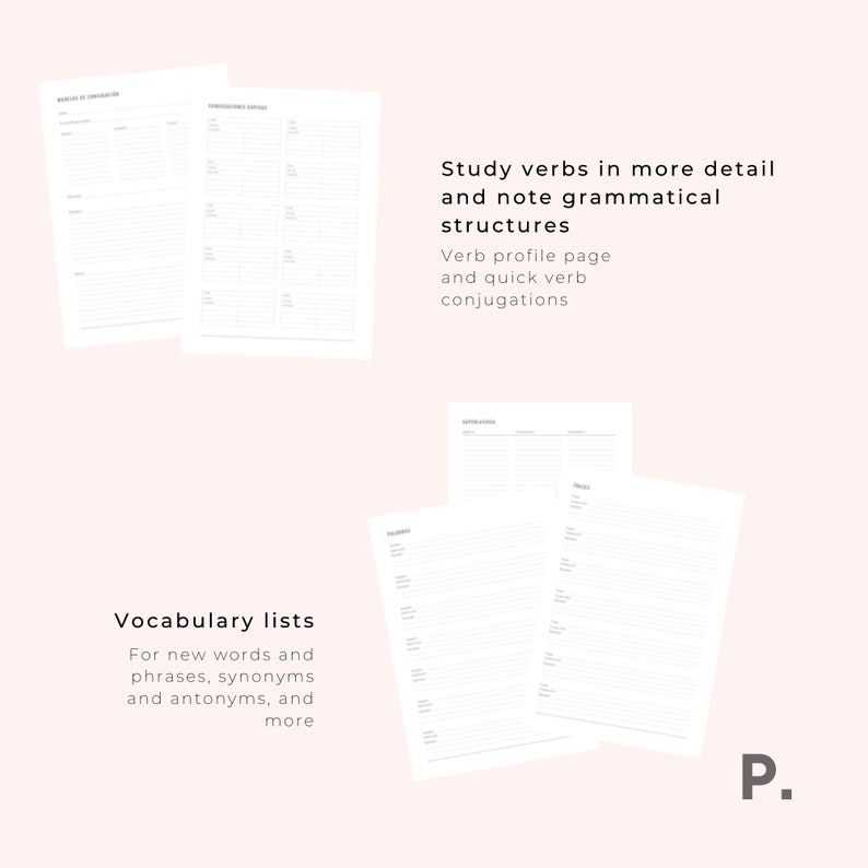 Spanish Language Study Guide - Printable Planner | Workbook | 21 Pages ...