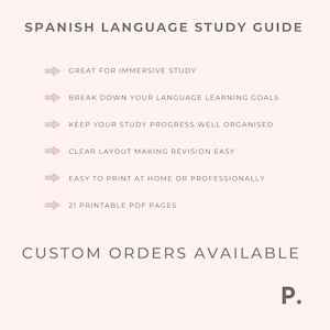 Spanish Language Study Guide - Printable Planner | Workbook | 21 Pages ...