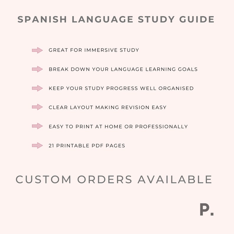 Spanish Language Study Guide - Printable Planner | Workbook | 21 Pages ...