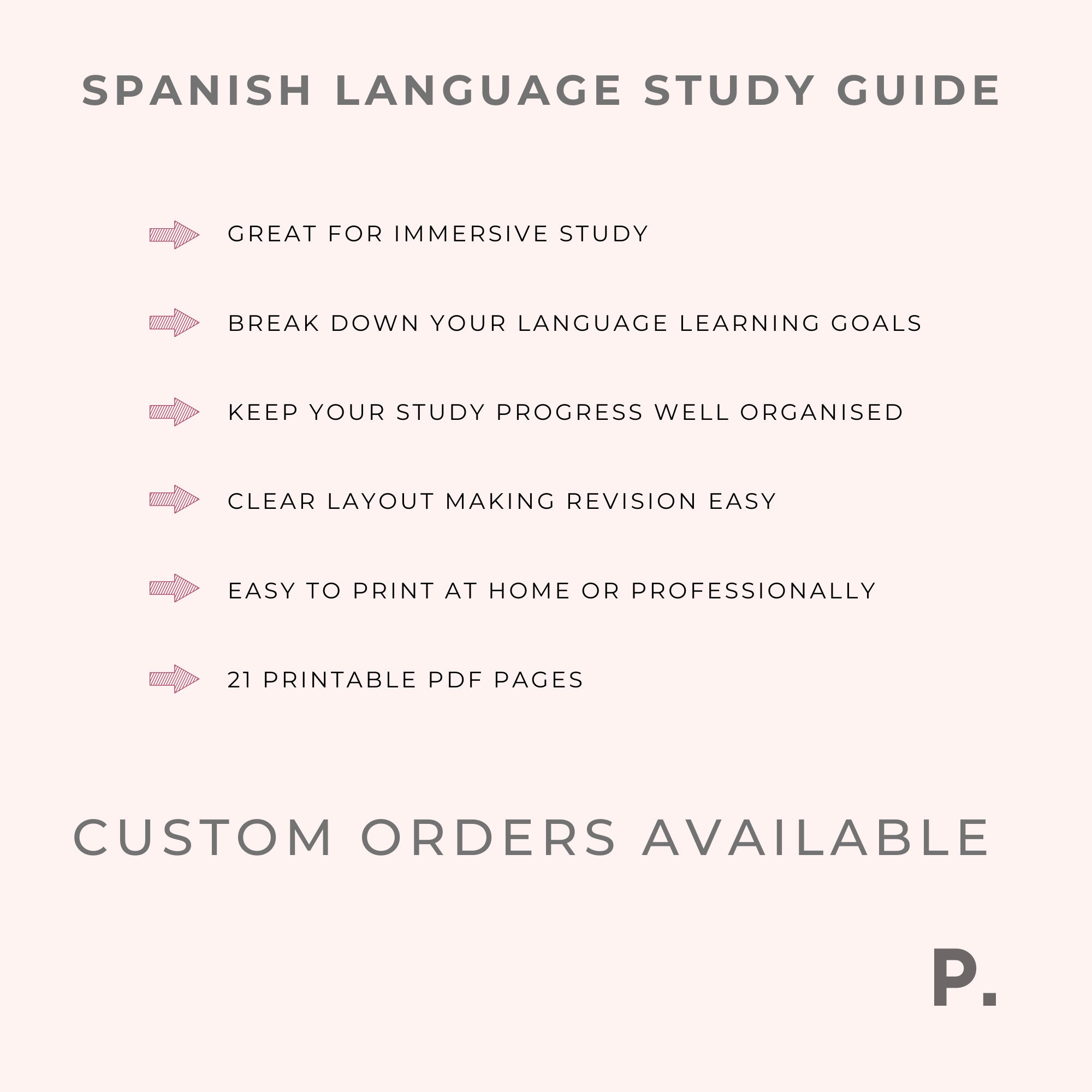 Spanish Language Study Guide - Printable Planner | Workbook | 21 Pages ...