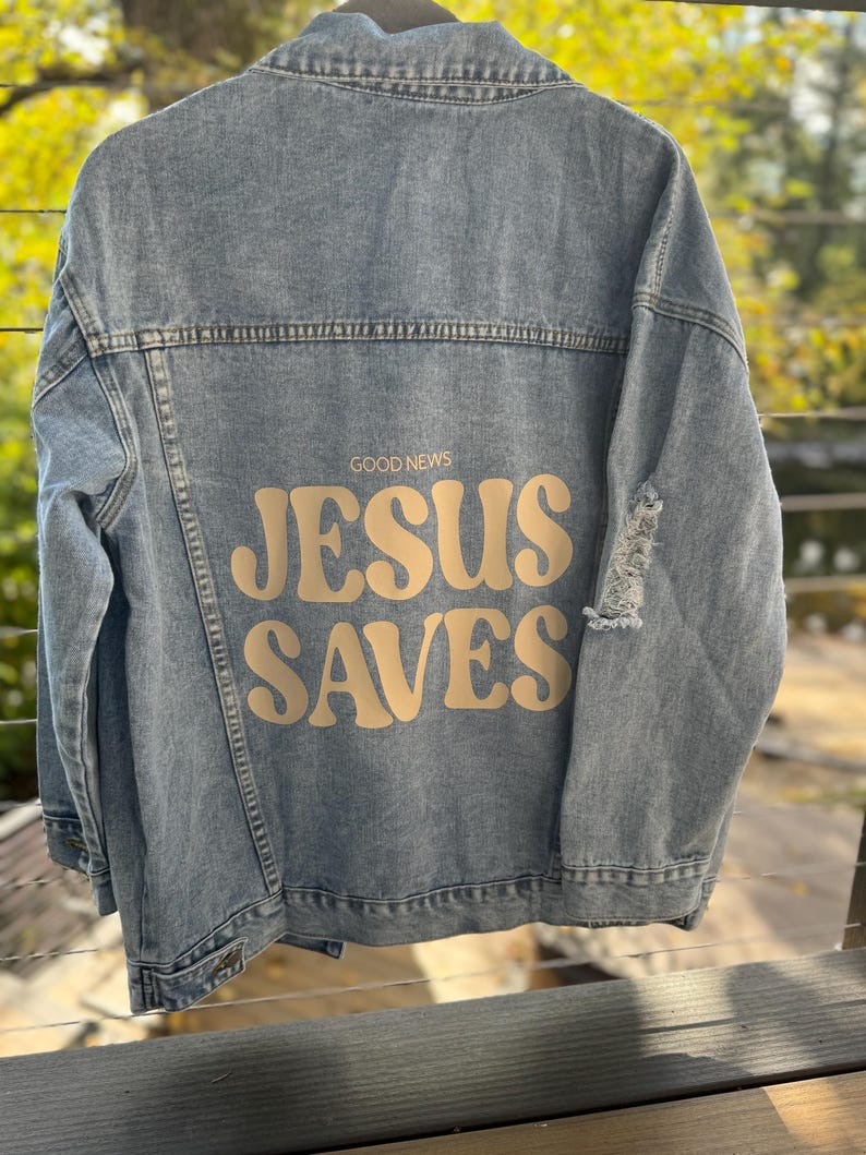 Jesus Saves Jean Jacket - Etsy