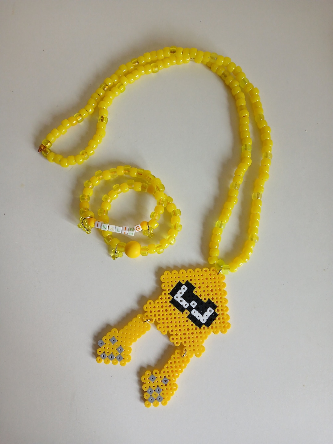 Splatoon Inkling Yellow Kandi Necklace and Bracelet Set Video Game ...