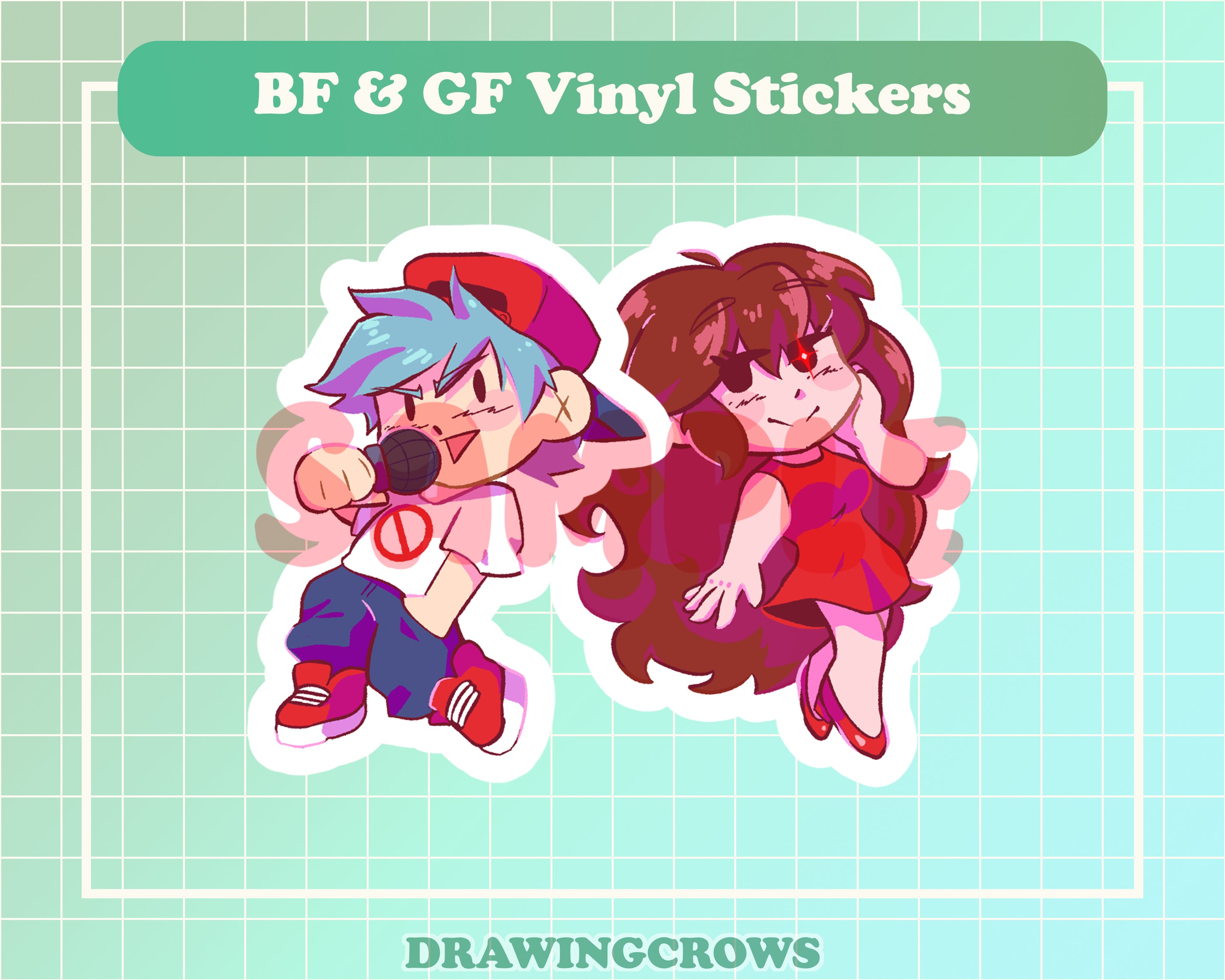 Friday Night Funkin' BF & GF Matte Vinyl Stickers - Etsy