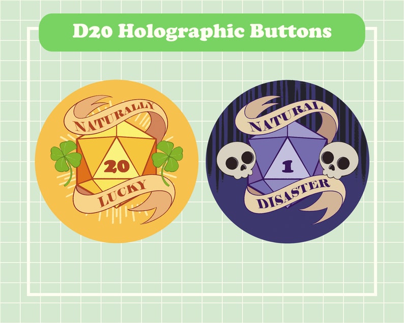 D&D Nat 20 and Nat 1 Holographic Buttons [SALE] - Etsy
