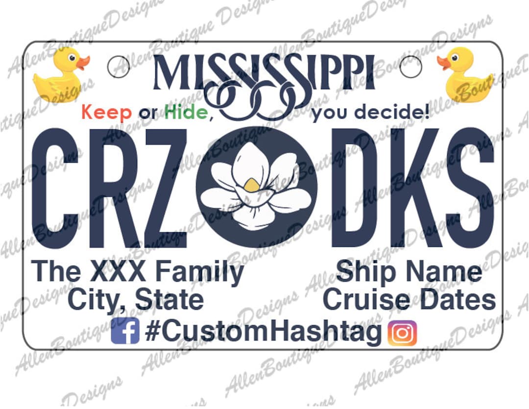 Mississippi License Plate Cruising Duck Tags / Cruise Duck Tags ...