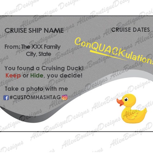 Customized Duck Tags: Riddle Cruise / Customized With Your - Etsy