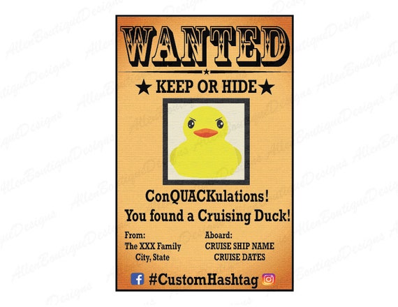 Customized Duck Tags: Wanted Poster / Customized With Your - Etsy