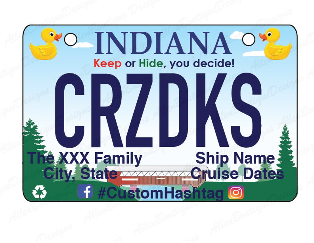 Indiana License Plate Cruising Duck Tags / Cruise Duck Tags ...