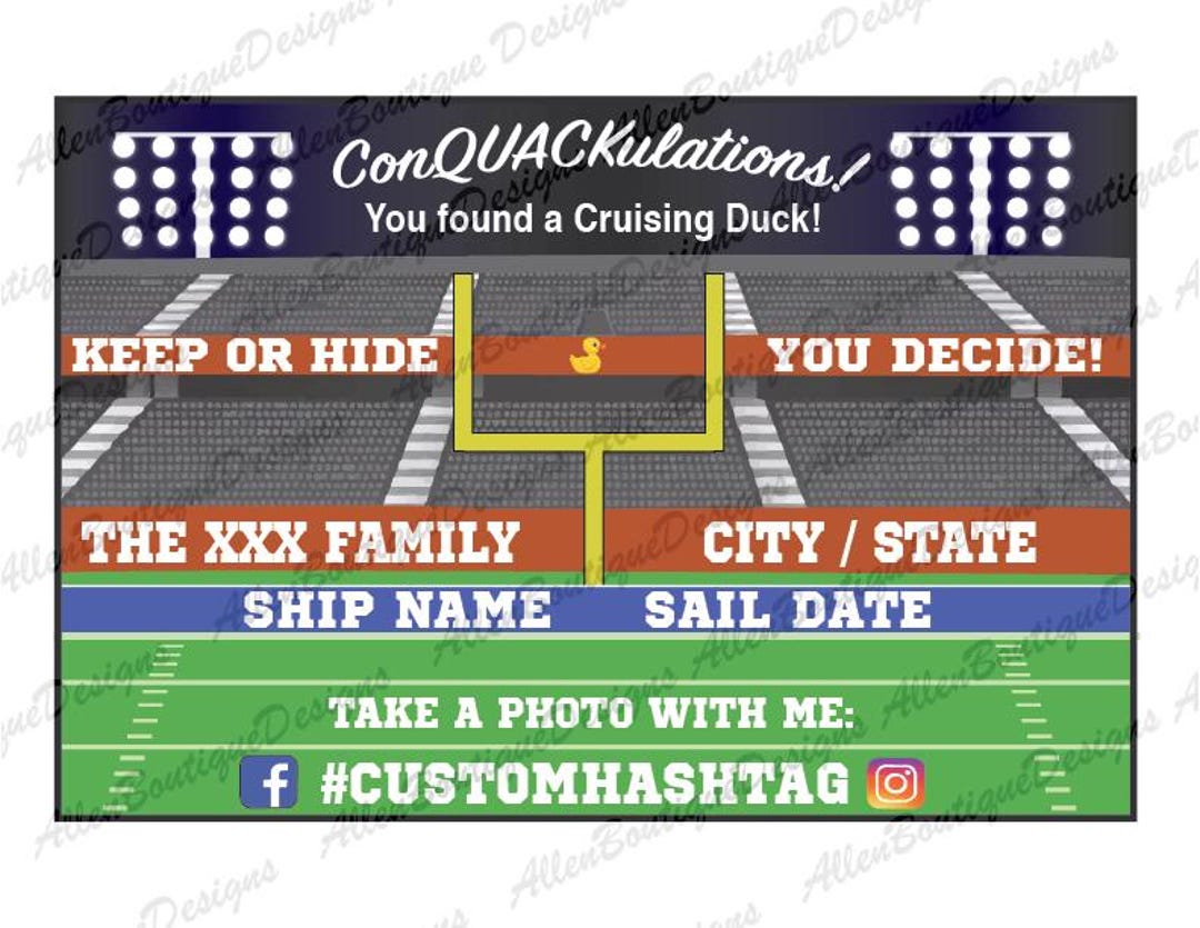 Football Field Goal Cruise Duck Tags: Personalized (digital Download ...