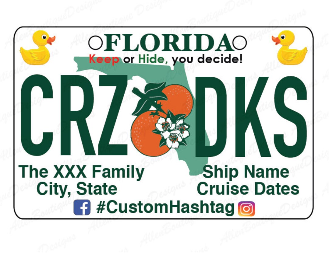 Florida License Plate / Cruise Duck Tags / Customized With - Etsy