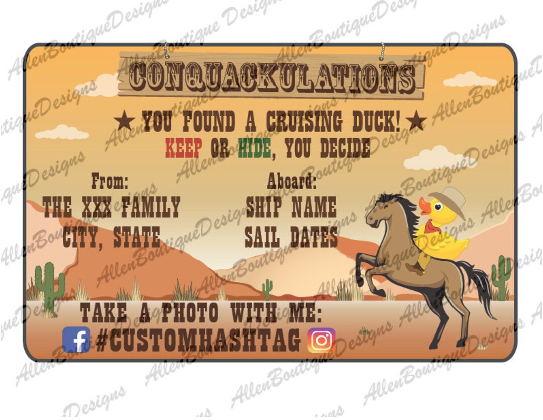 Cowboy Western Customized Duck Tag / Customized With Your Personal ...