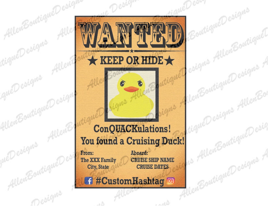 Customized Duck Tags: Wanted Poster / Customized With Your Personal ...