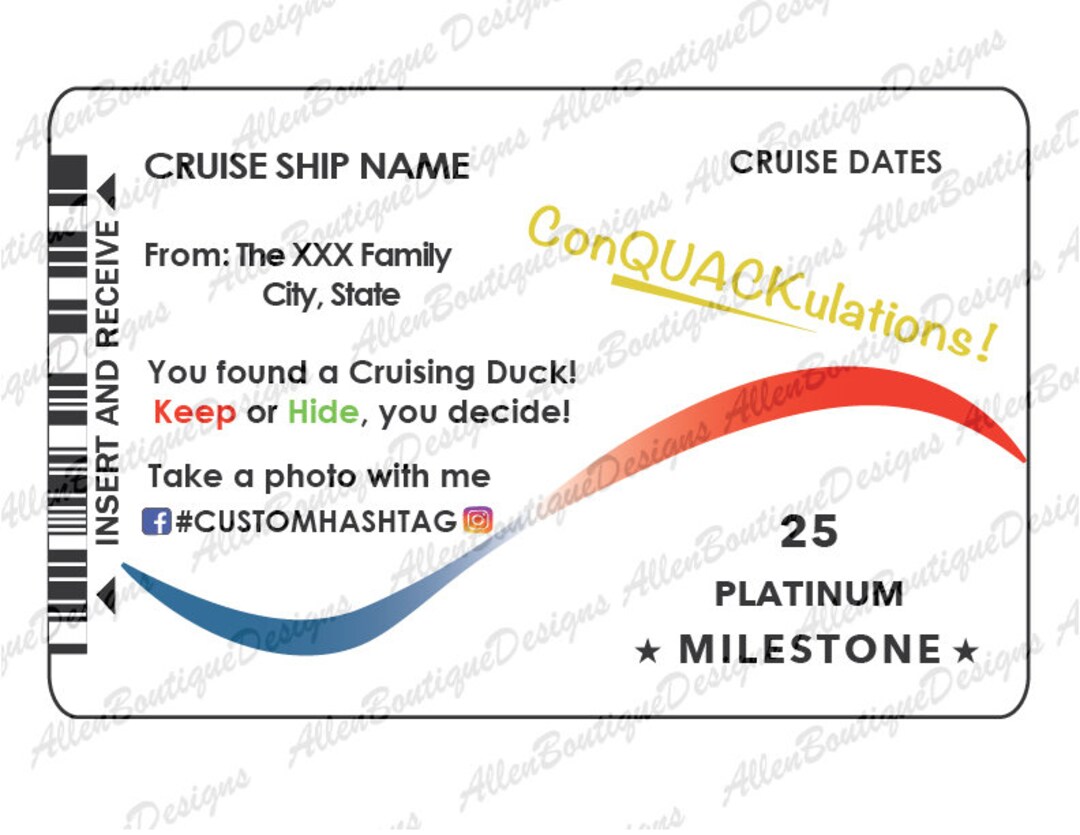 Custom Cruise Duck Tags: Milestone, Platinum (digital Download) - Etsy