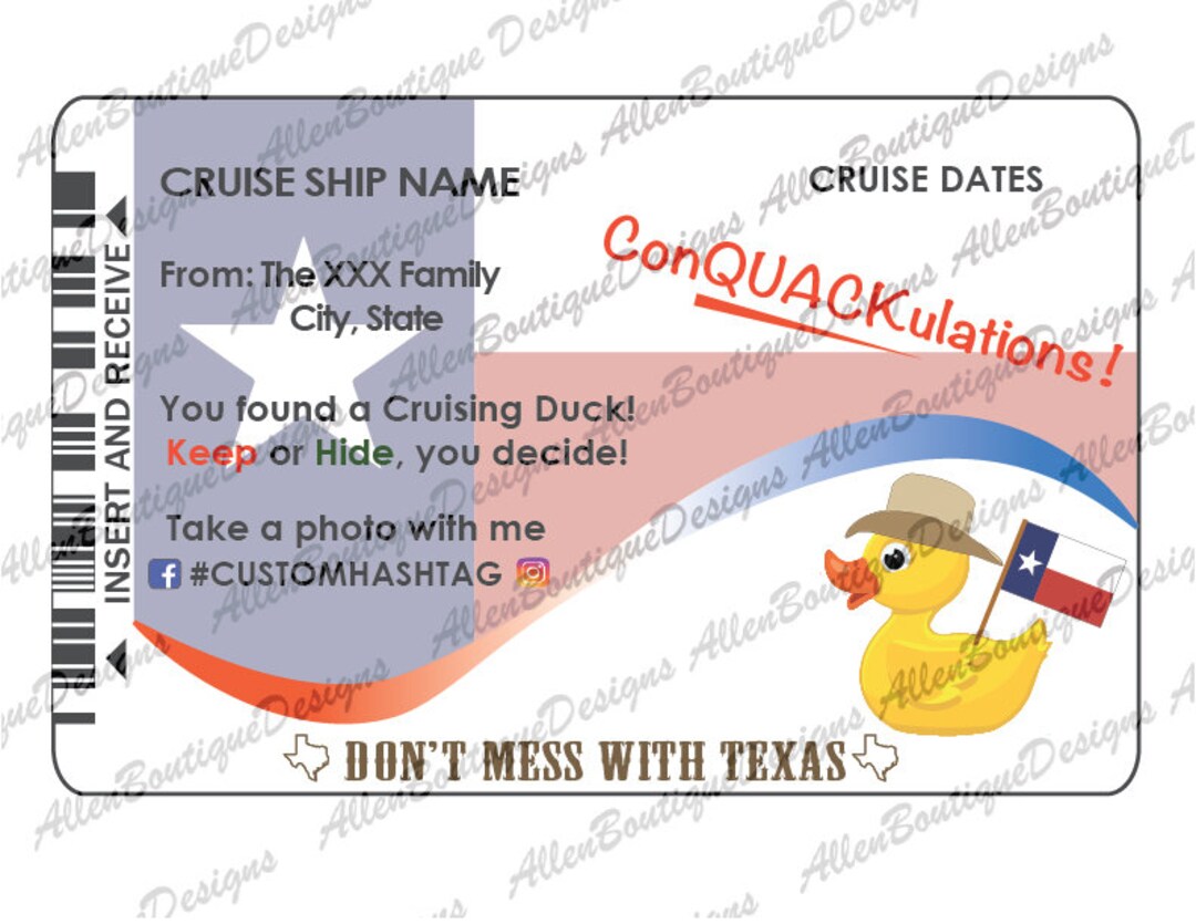 Texas Flag Cruise Duck Tags, Personalized Duck Hunt (digital Download ...