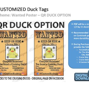 Wanted Poster Customized Duck Tags: Theme Wanted Poster W/ QR Code ...