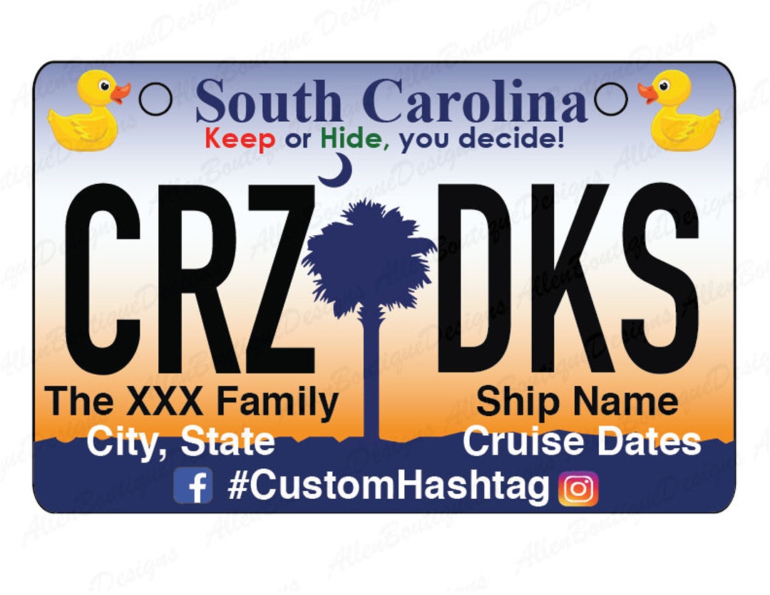 South Carolina License Plate Cruise Duck Tags - Personalized (digital ...