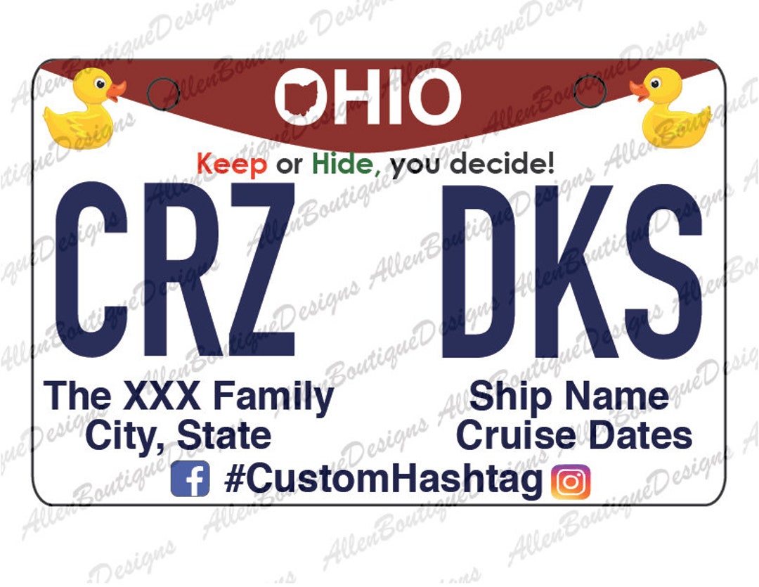 Ohio License Plate Cruise Duck Tags, Personalized (digital Download) - Etsy