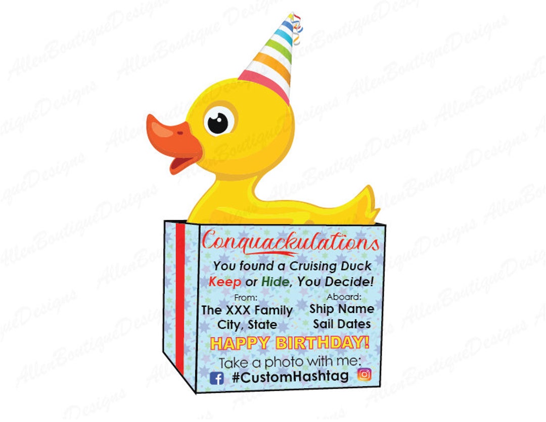 Birthday Cruise Duck Tags: Personalized Party Favors (digital Download ...