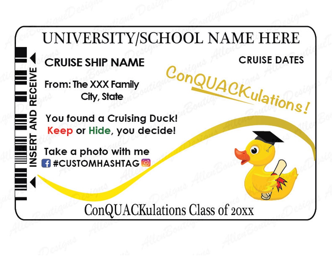 Graduation Customized Duck Tags: Theme Graduation Day Room Key ...