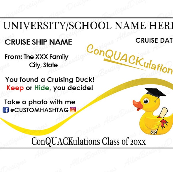 Graduation Duck Tag - Etsy
