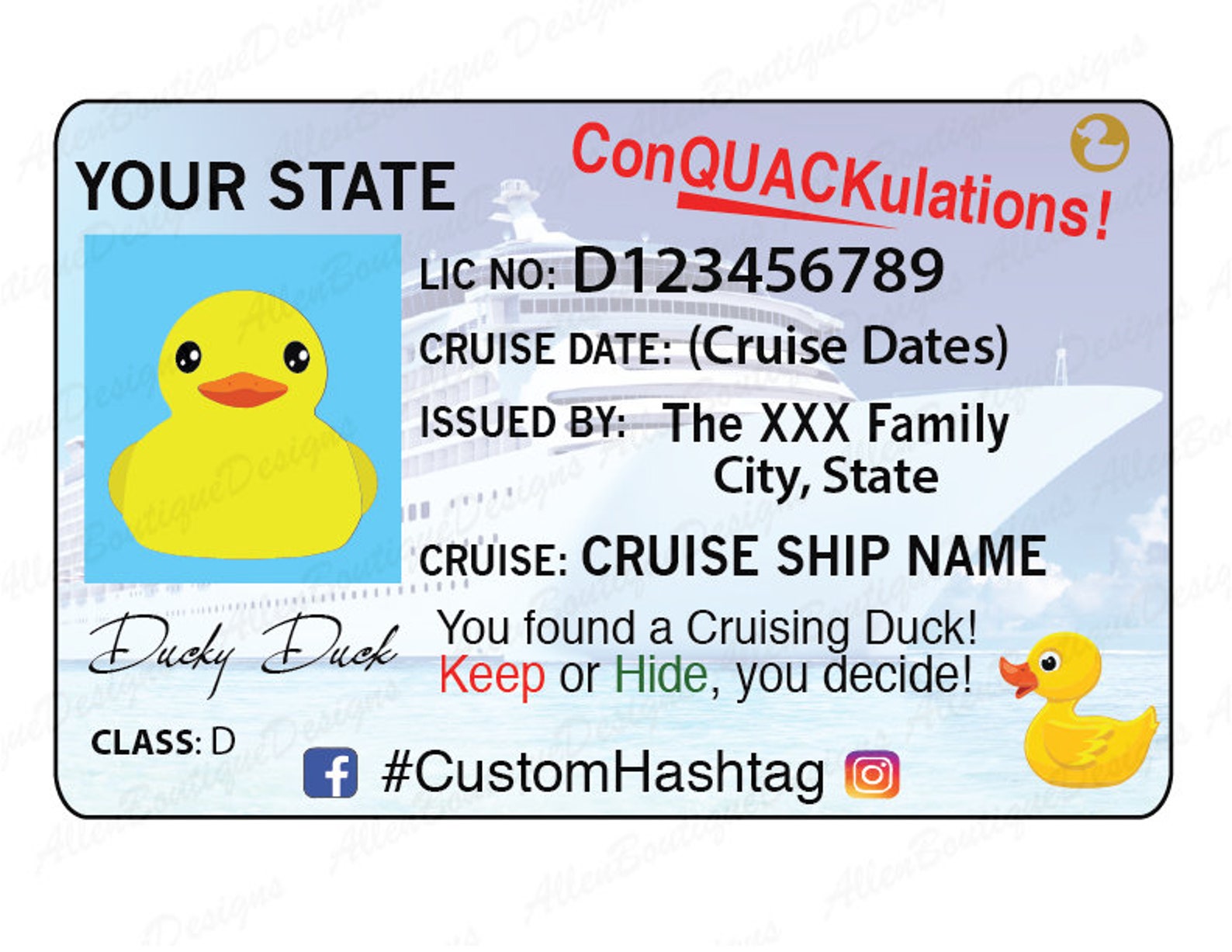 Customized Duck Tags: Duck Driver's License / Customized - Etsy
