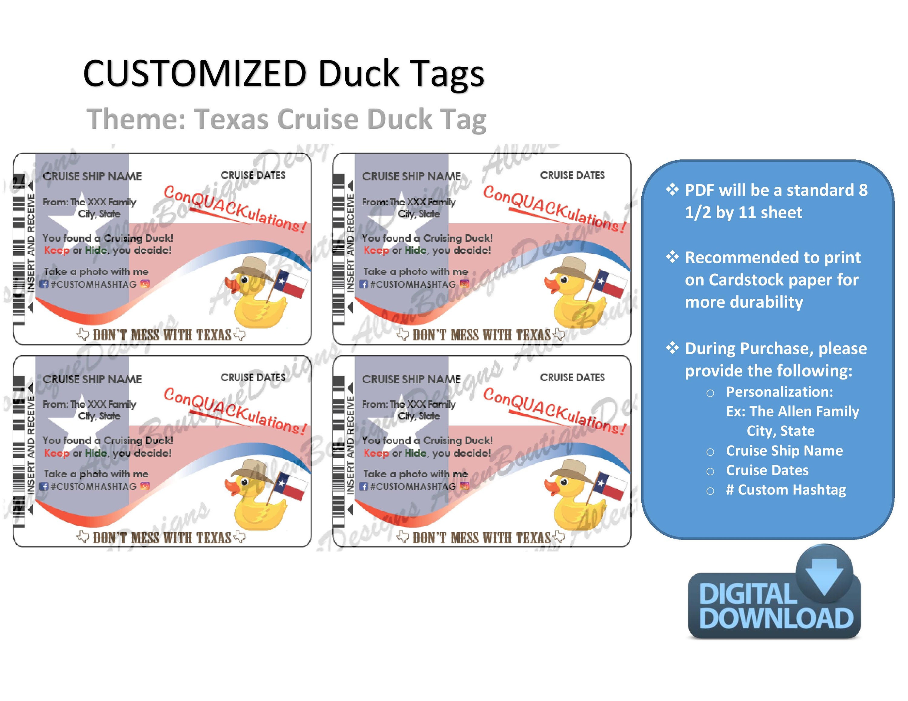 Texas Flag Cruising Duck Tags / Cruise Duck Tags / Customized - Etsy