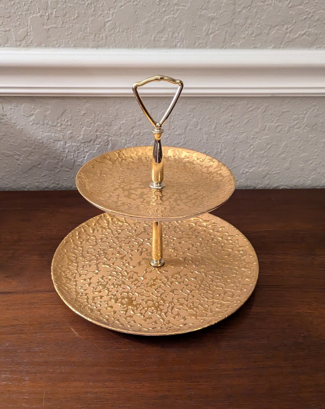 Vintage 2-tier Serving Tray- Weeping Bright Gold 22k - Etsy