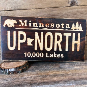Minnesota up North Wood Signs Bear up North Sign Moose up | Etsy
