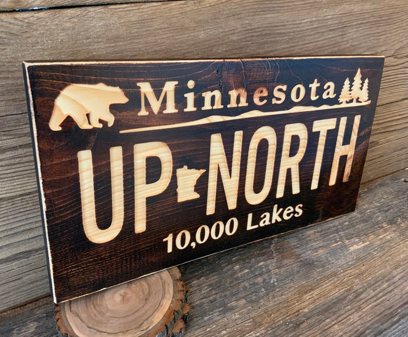 Minnesota up North Wood Signs Bear up North Sign Moose up - Etsy