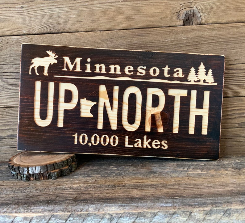 Minnesota up North Wood Signs Bear up North Sign Moose up - Etsy
