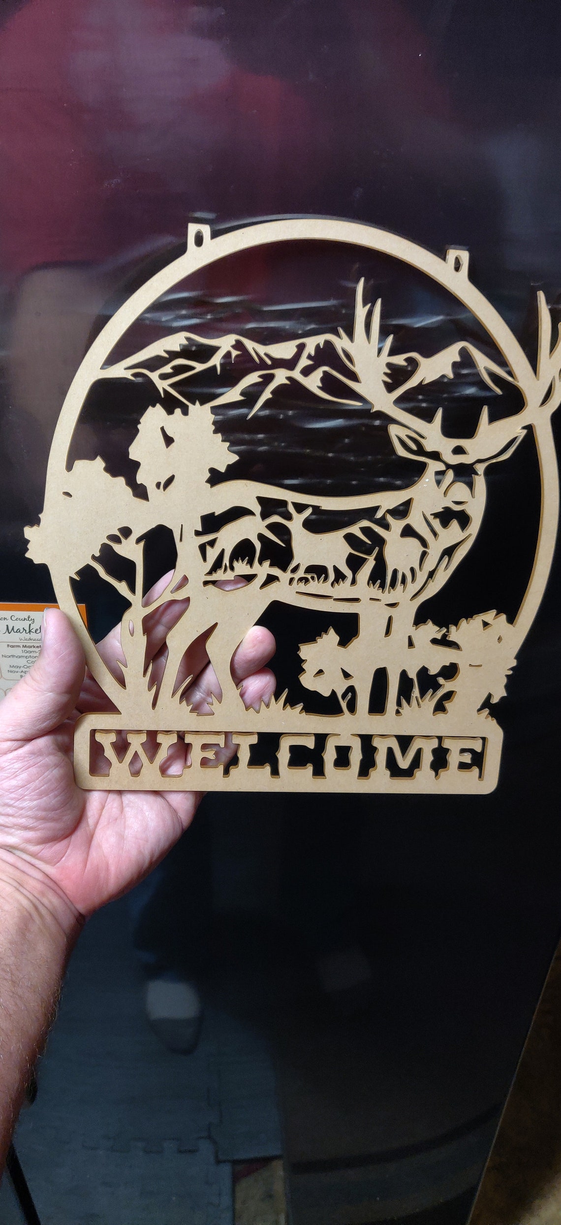 Laser Cut Laser Engraved Welcome Buck With Deer Silhouette - Etsy
