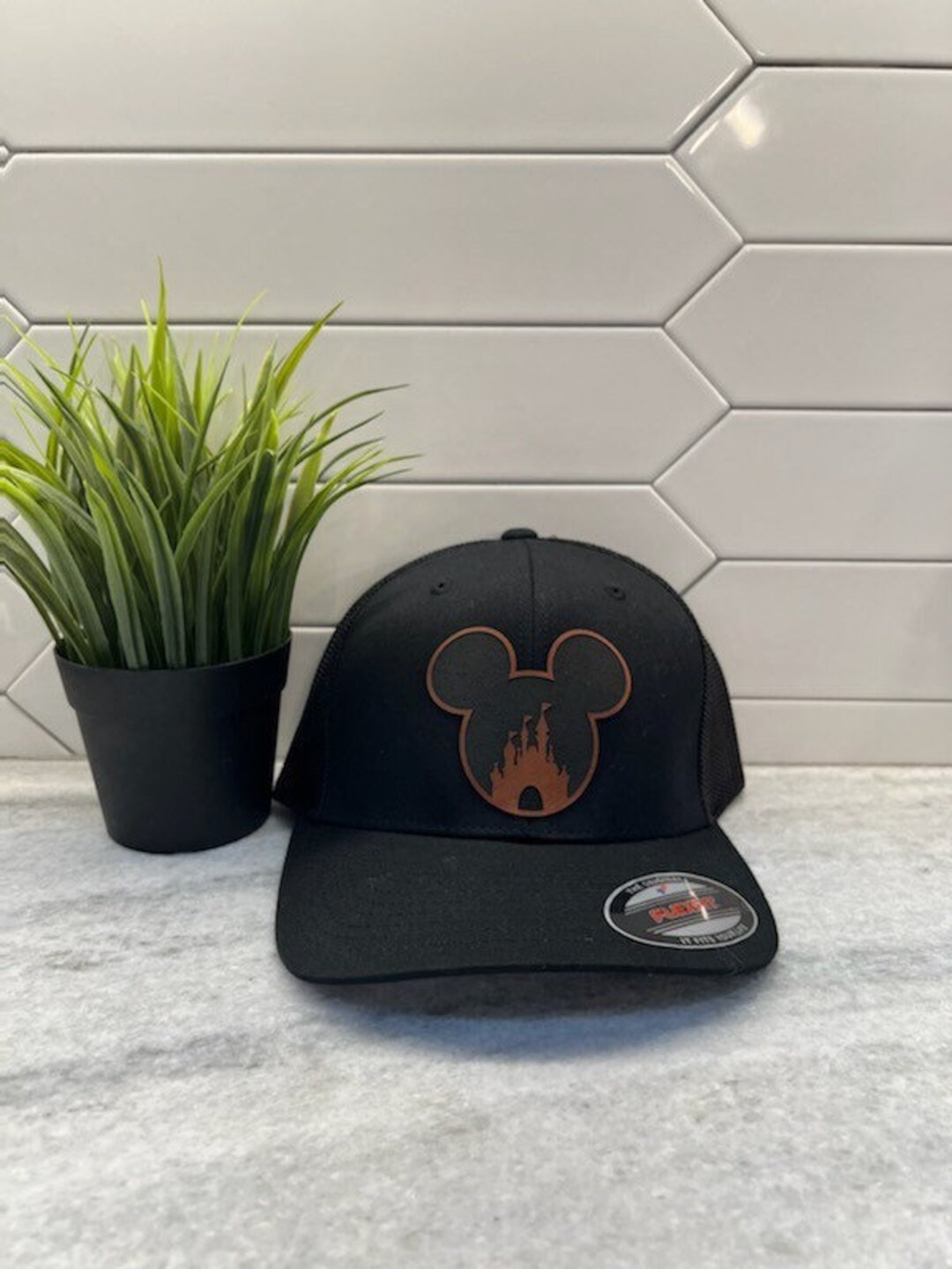 Disney Leather Patch Hat, Mickey Mouse Leather Patch Hat, Mickey ...