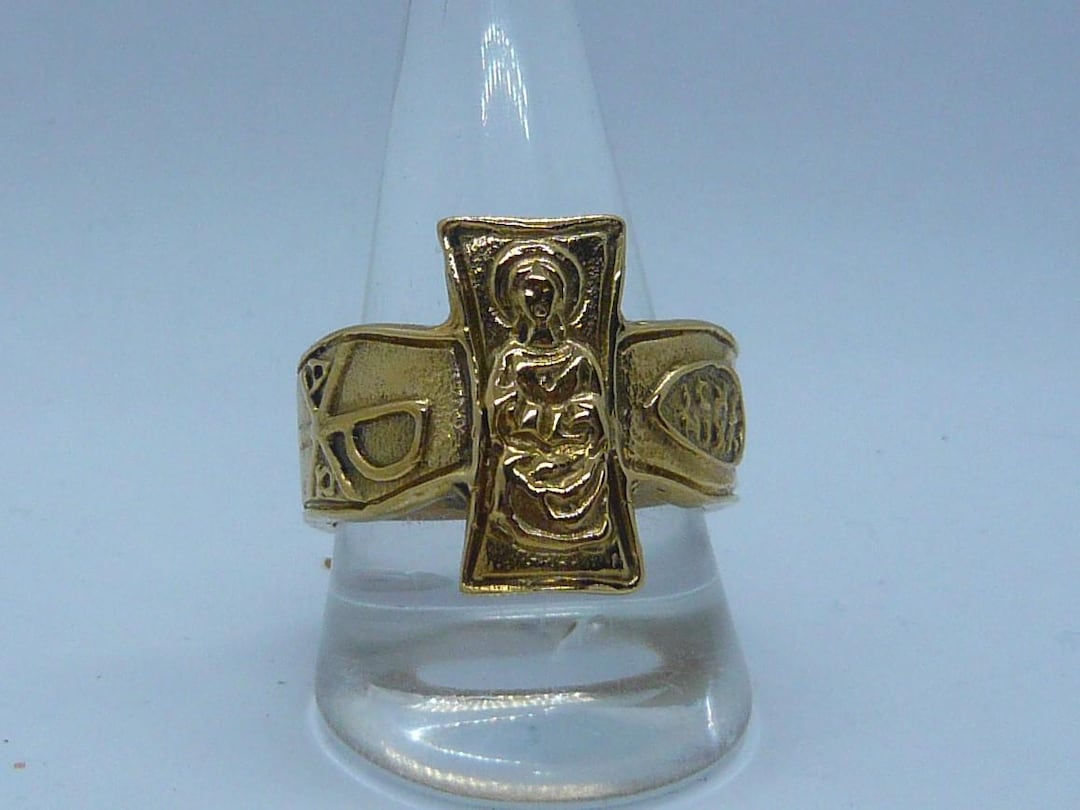 Christ Pantocrator Ring in Solid Gold Plated Sterling Silver Anello ...