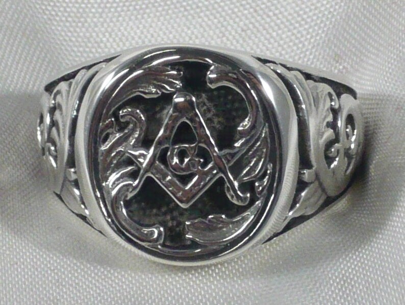 Masonic Square and Compass Ring in Solid 925 Sterling Silver Anello ...