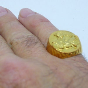 Anello Piscatorius in argento massiccio placcato oro giallo anello ...