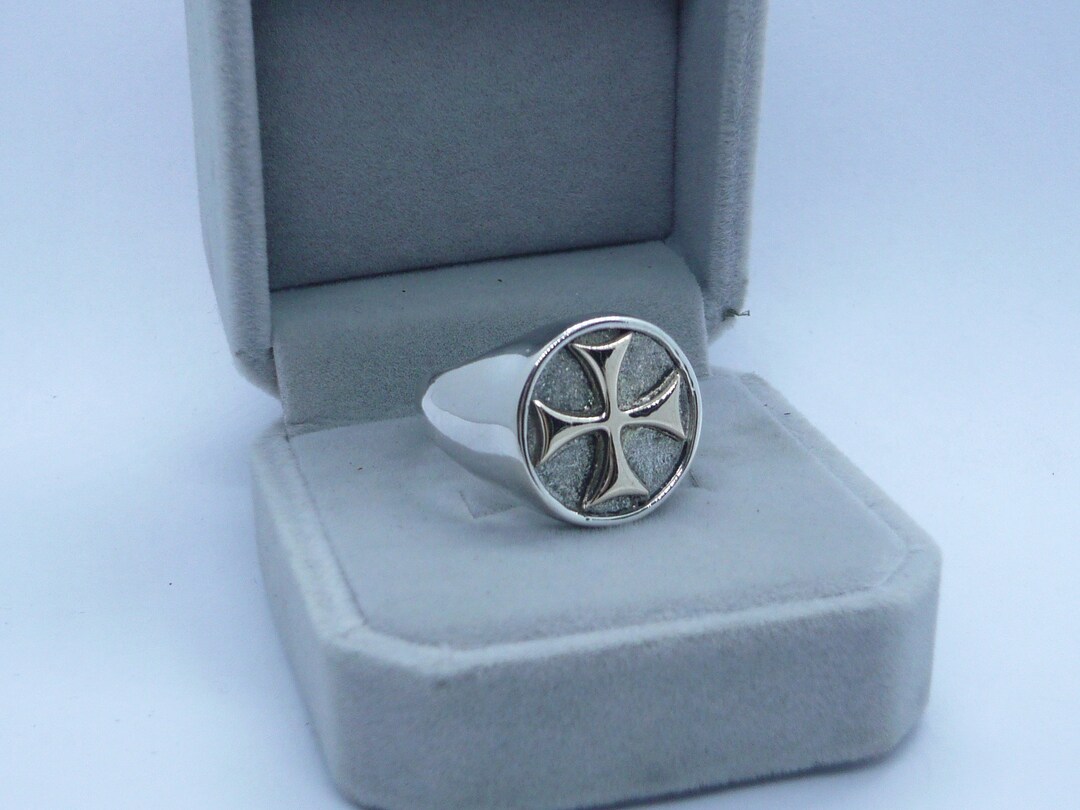 Malta Cross Ring in Solid 925 Sterling Silver and Solid 18 K Gold ...