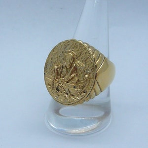 Piscatorius Ring Big in Solid Gold Plated Sterling Silver Anello ...