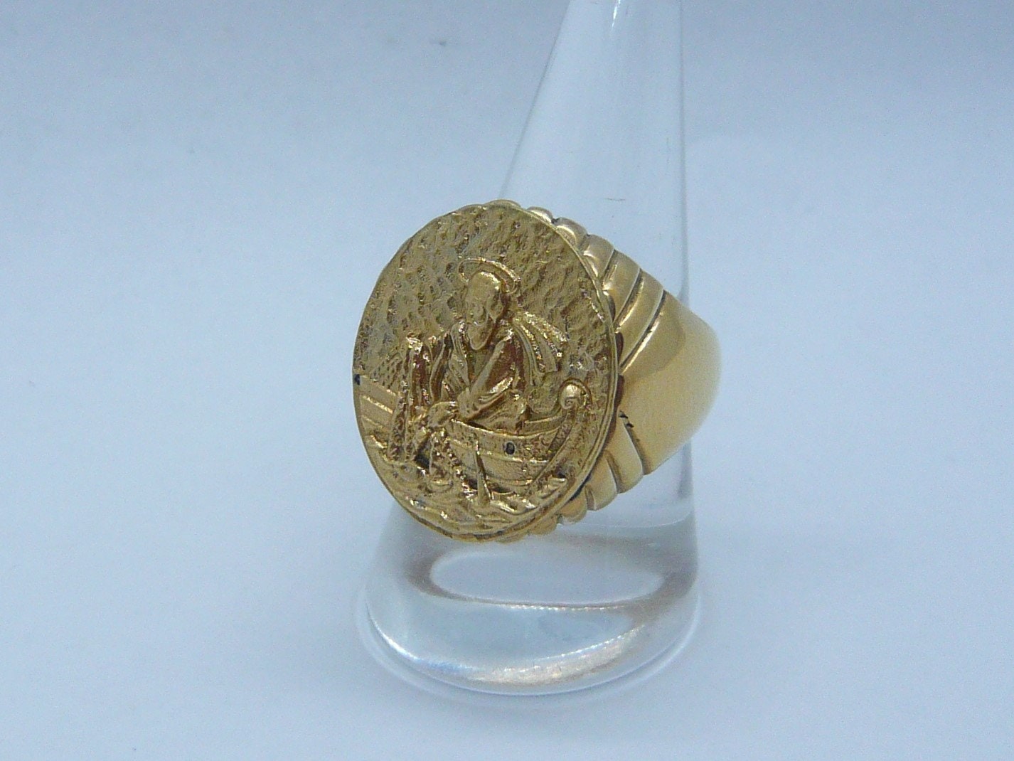 Piscatorius Ring Big in Solid Gold Plated Sterling Silver Anello ...