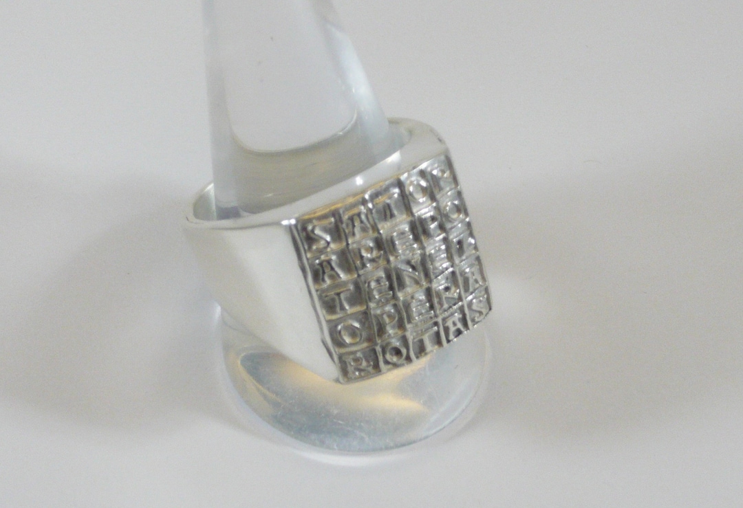 Sator Ring in Solid Sterling Silver Anello Sator Arepo in Argento 925 ...